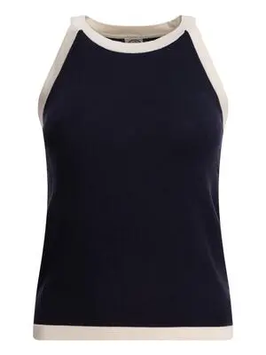 INES DE LA FRESSANGE PARIS Sleeveless Top With Contrasting Edges - Blue