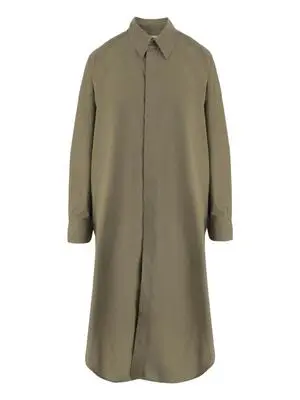 THE FRANKIE SHOP Organic Cotton Shirt Midi Dress - Olive