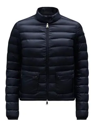 Moncler The Lans Logo Patch Zip-up Down Jacket - Midnight Blue