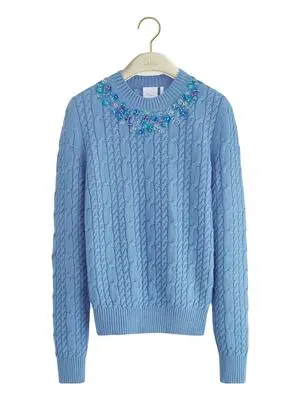 Dior Embroidered Crew Neck Sweater - Blue