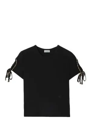 Burberry Lace-up Sleeve T-shirt - Black