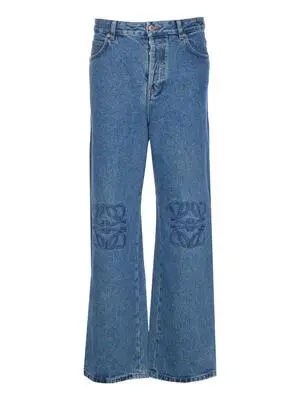 Loewe Anagram Embroidered Straight-leg Jeans - Blue
