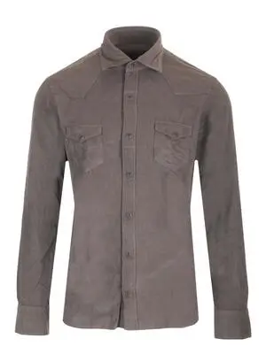 BARBA NAPOLI Western Pocket Shirt - Grey