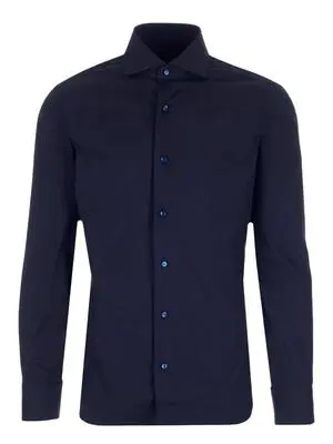 BARBA NAPOLI Long-sleeved Straight Hem Shirt - Blue