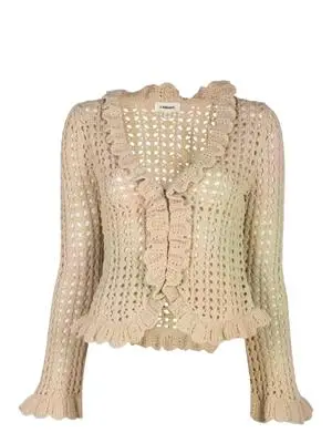 L'Agence Solaris Open-stitch Cardigan - Neutrals