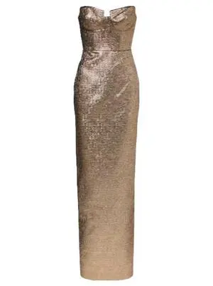 Roland Mouret Lame Jacquard Bustier Gown - Brown