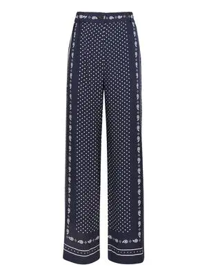 Maje Printed Wide-leg Trousers - Blue