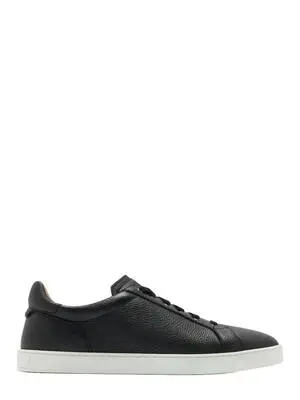 Magnanni Pebbled Leather Lace-up Sneakers - Black