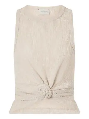 Magda Butrym Knot-front Sleeveless Tank Top With Floral Appliqués - Beige
