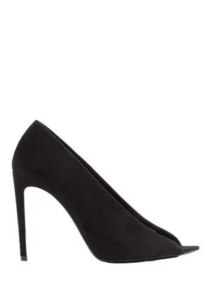 Valentino Garavani Open Toe Suede Pumps 105mm Heel - Black