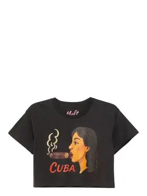 MELT Graphic-print Cropped T-shirt - Grey
