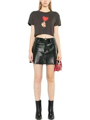 MELT Graphic-print Cropped T-shirt - Grey