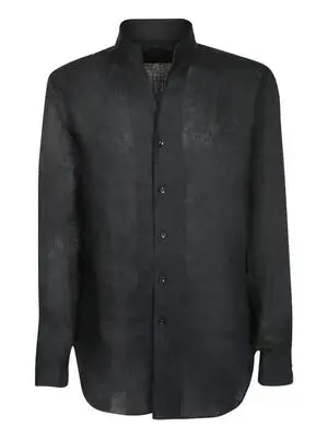 DELL'OGLIO Mandarin-collar Long-sleeve Shirt - Black
