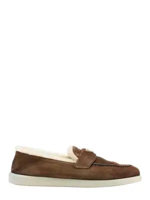 Prada Shearling-trim Loafers - Brown