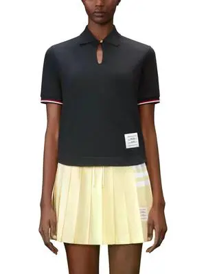 Thom Browne Piqué Cotton Keyhole Polo Shirt - Blue