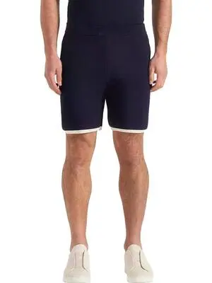 Manière De Voir Knit Shorts With Contrast Hem And Drawcord - Blue