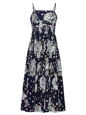 Cara Cara Sea Island Pleated Midi Dress - Blue