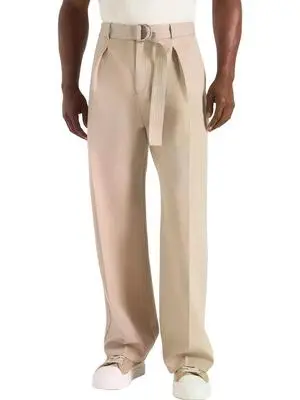 Manière De Voir Loic Wide Leg Tailored Trousers With Belt - Neutrals