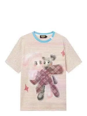 MINI CREAM Striped Graphic Print Cotton T-shirt - Neutrals