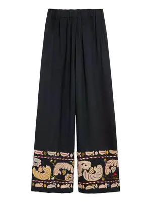 BODE Embroidered Wide-leg Trousers - Blue