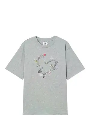 B+AB Heart Print T-shirt - Grey