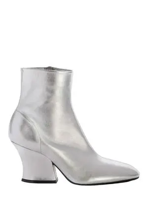 JIL SANDER Metallic Leather Ankle Boots - Silver