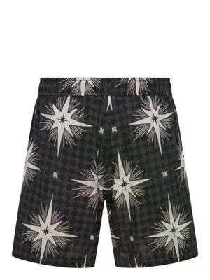 Amiri Starburst Print Monogram Shorts - Black
