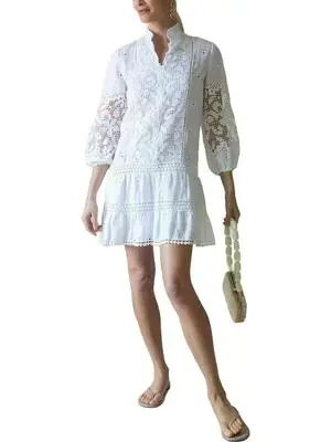 Temptation Positano Olivina Lace-embroidered Mini Dress - White