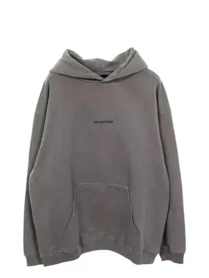 Balenciaga Logo Embroidery Hoodie - Grey