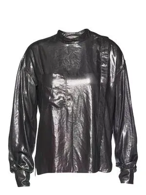 MARANT ETOILE Asymmetric Metallic High Neck Top - Silver