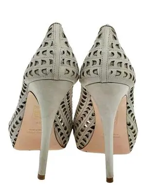 Miu Miu Laser-cut Platform Pumps - Grey