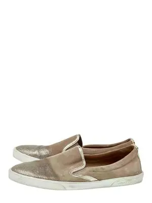 JIMMY CHOO Suede Glitter-effect Toe Cap Sneakers - Neutrals