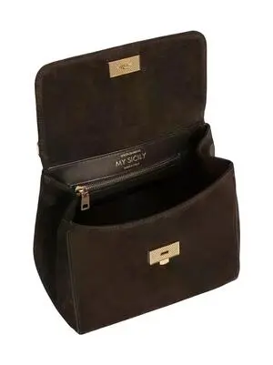 Dolce & Gabbana Small My Sicily Handbag In Split Calfskin - Brown