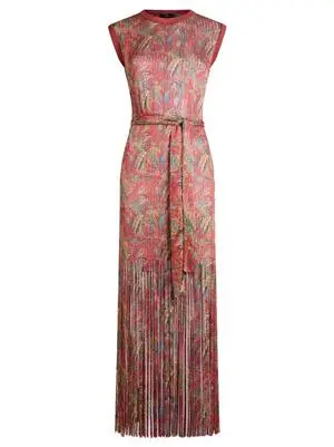 Etro Paisley-print Fringed Maxi Dress - Red