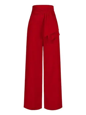 MARIANNA DÉRI High-rise Wide-leg Trousers With Tie Belt - Red