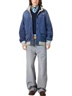 Miu Miu Washed Twill Blouson Jacket - Blue