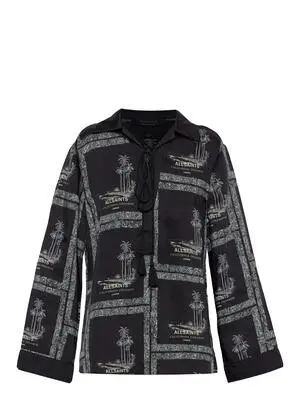 ALLSAINTS AllSaints "Lettie" Shirt With Palm Motif Print And Drawstring Detail