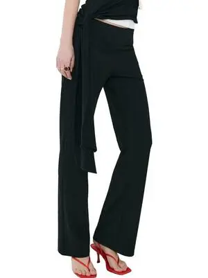 Mango Pull-on Mid Rise Flare Pants - Black