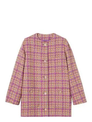 Gucci Tweed Jacket With Interlocking G Buttons - Purple