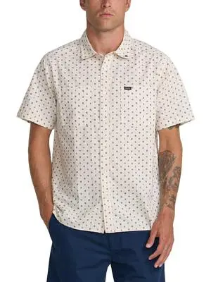 Rvca Breezy Floral Short Sleeve Button-up Shirt - Ceramic