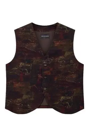 Emporio Armani Cupro Twill All-over Print Waistcoat - Brown