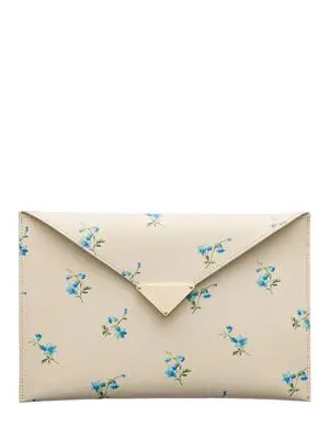 Prada Printed Saffiano Leather Envelope Clutch - Neutral