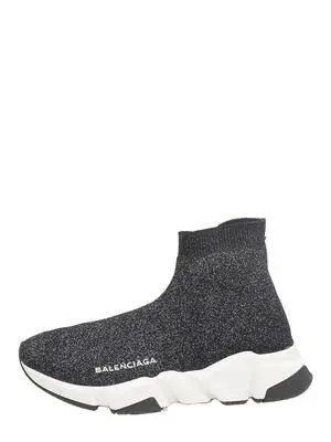Balenciaga Speed Trainer Glitter Knit Sneakers - Grey