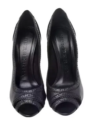 Burberry Peep-toe Leather Pumps - Black