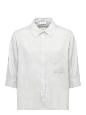 PANICALE Three-quarter Length Sleeve Linen Shirt - Grey