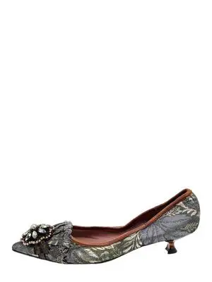 Miu Miu Jacquard Embellished Pumps - Grey