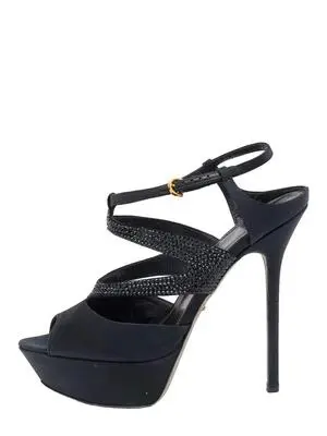 SERGIO ROSSI Embellished Ankle-strap Sandals - Black