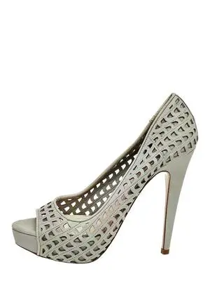 Miu Miu Laser-cut Platform Pumps - Grey