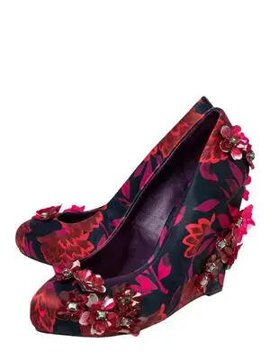 TORY BURCH Tory Burch Elmira Floral Appliqué Wedge Heels