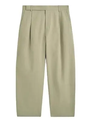 Cos Cotton-linen Relaxed-fit Barrel-leg Pants - Green